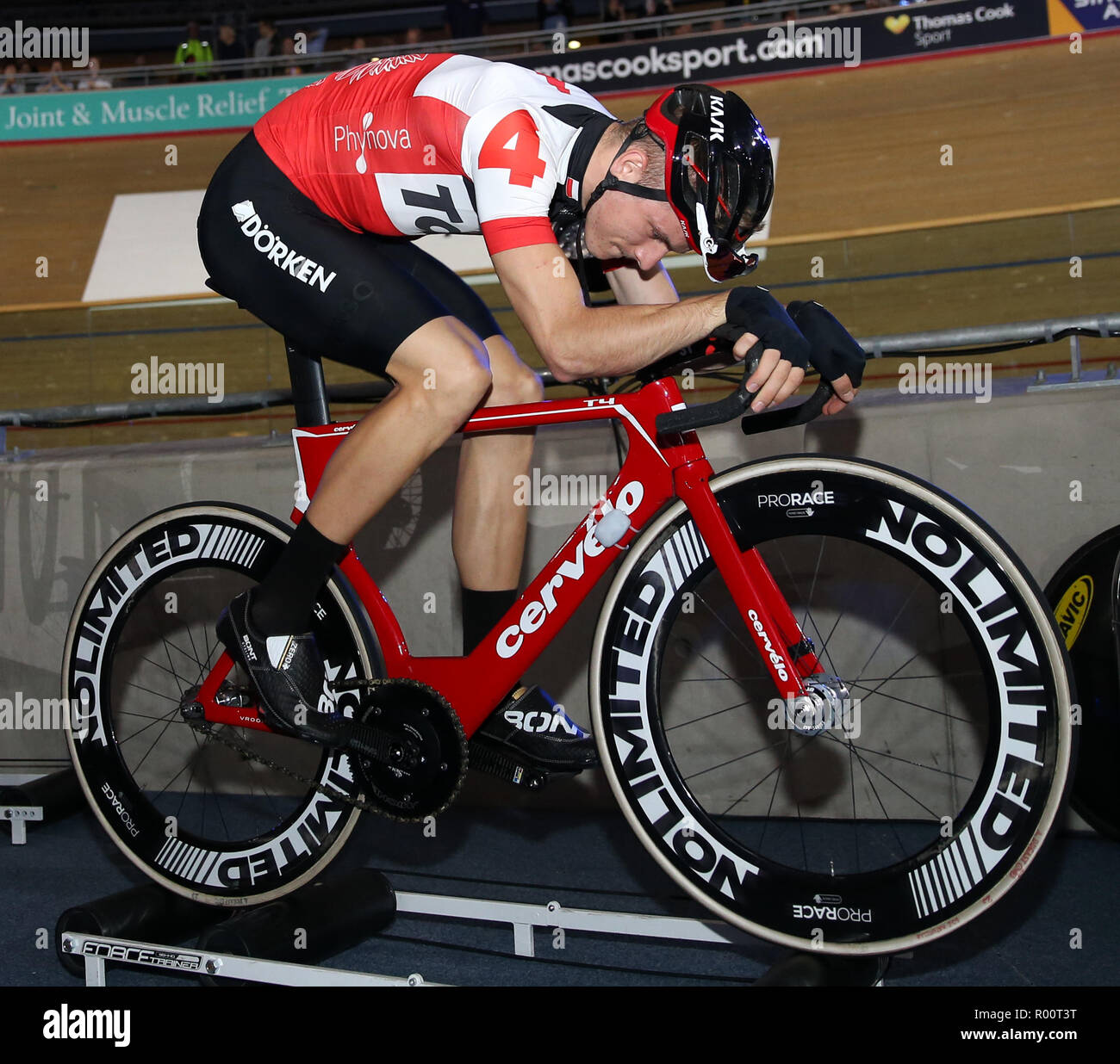 Daniel Staniszewski warming up ahead of the Madison Chase during day four of the Six Day Series ...