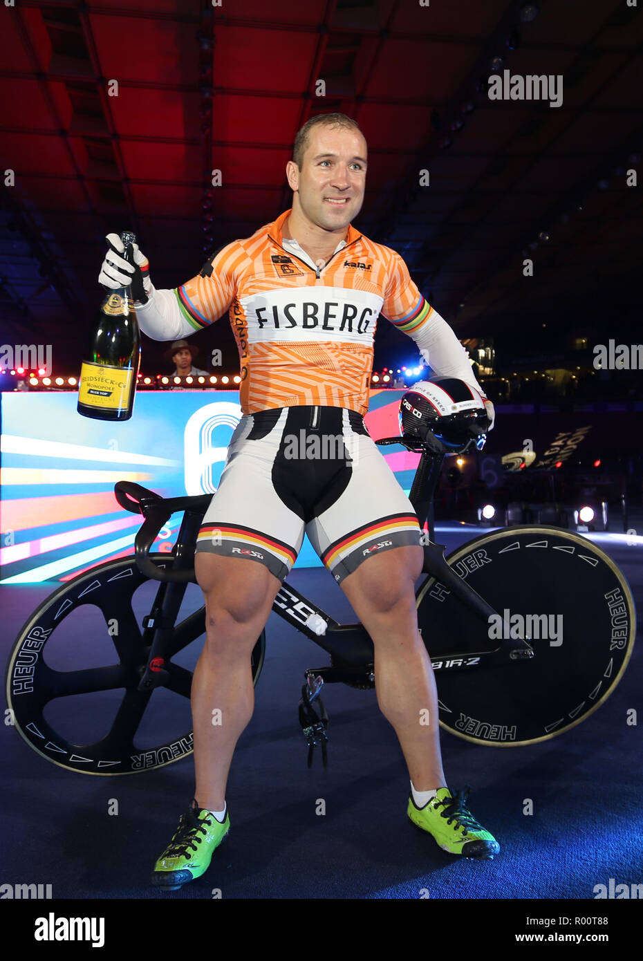 Robert Forstemann celebrates his win during the Eisberg Sprinters ...