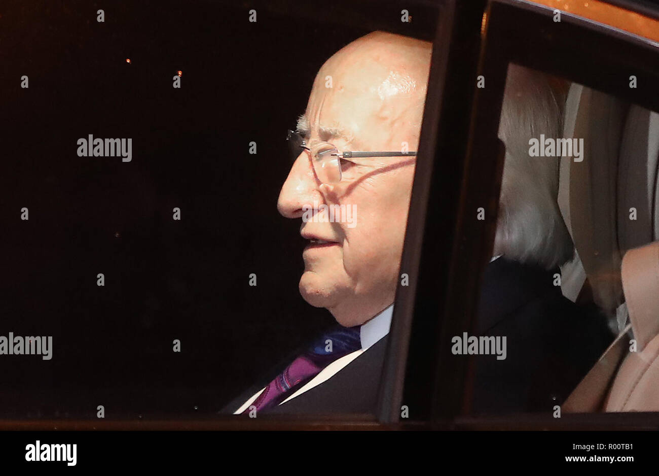 Michael D Higgins arrives at Dublin Castle after he is re-elected as ...