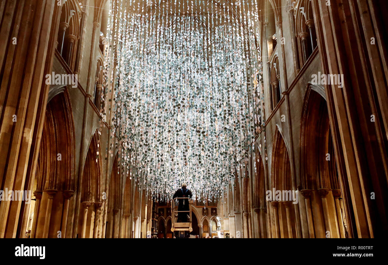 36,000 leaf-shaped messages are hung from St. Patrick's Cathedral ...