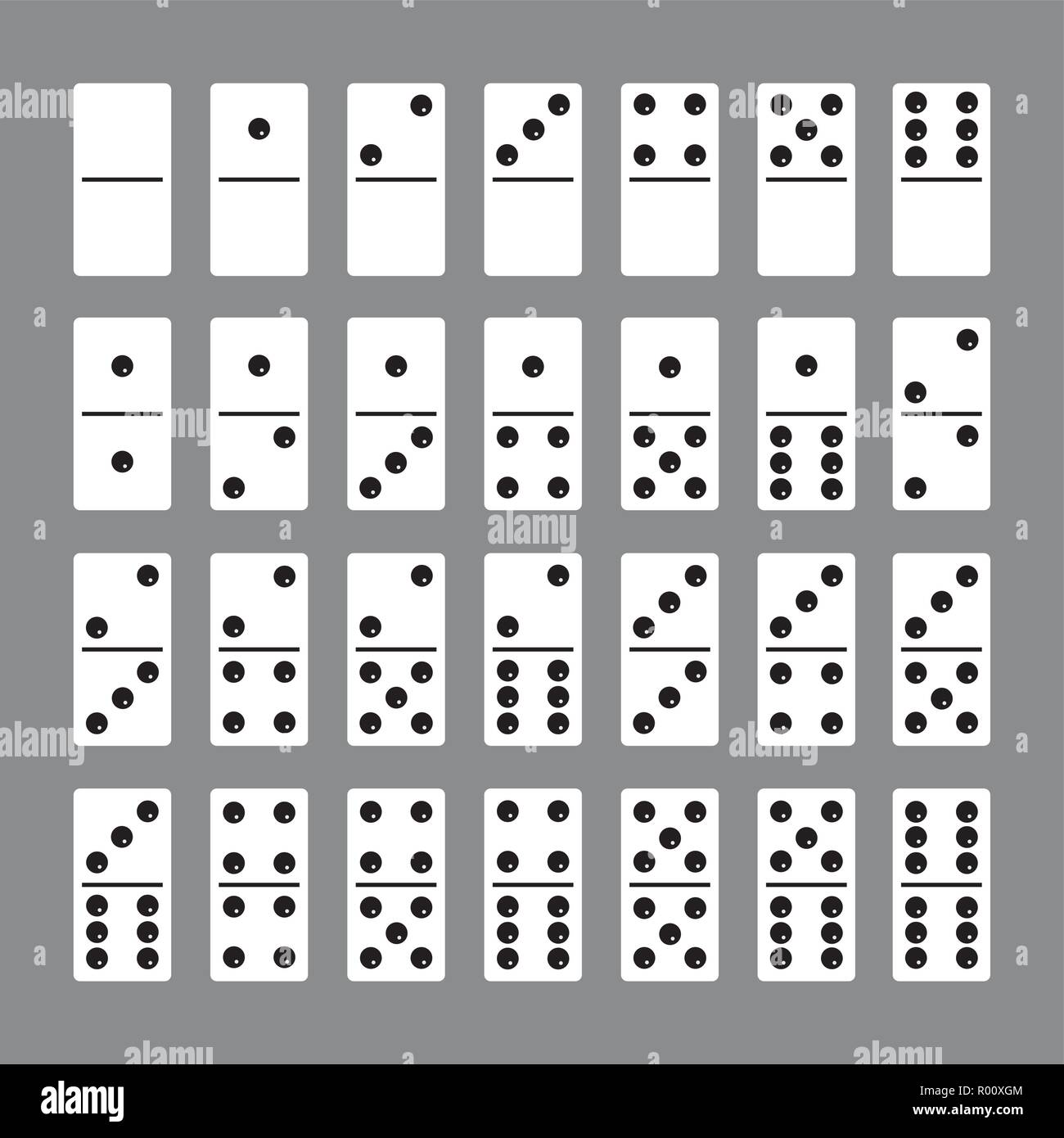 Dominos bones set 28 pieces for game, flat vector illustration Stock ...
