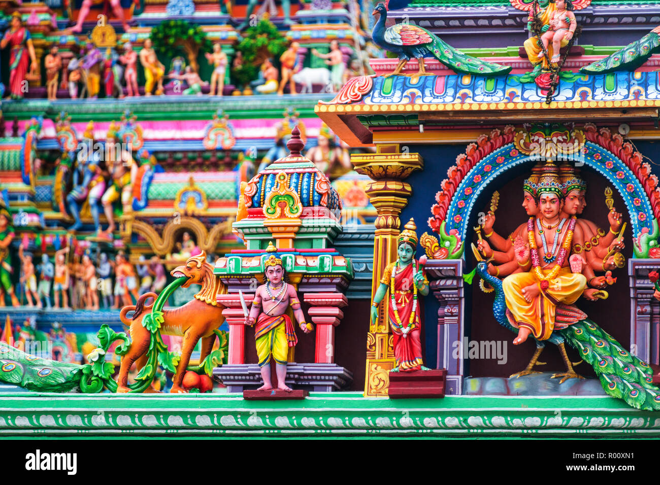 Chennai, India. Close view of religious figures of famous Arulmigu ...