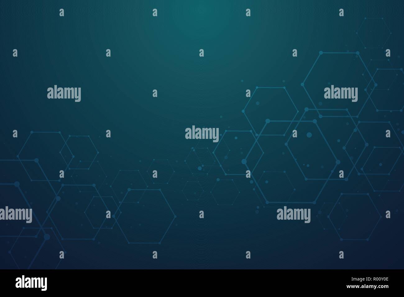 Abstract Hexagonal Molecular Structures Background With Copy Space
