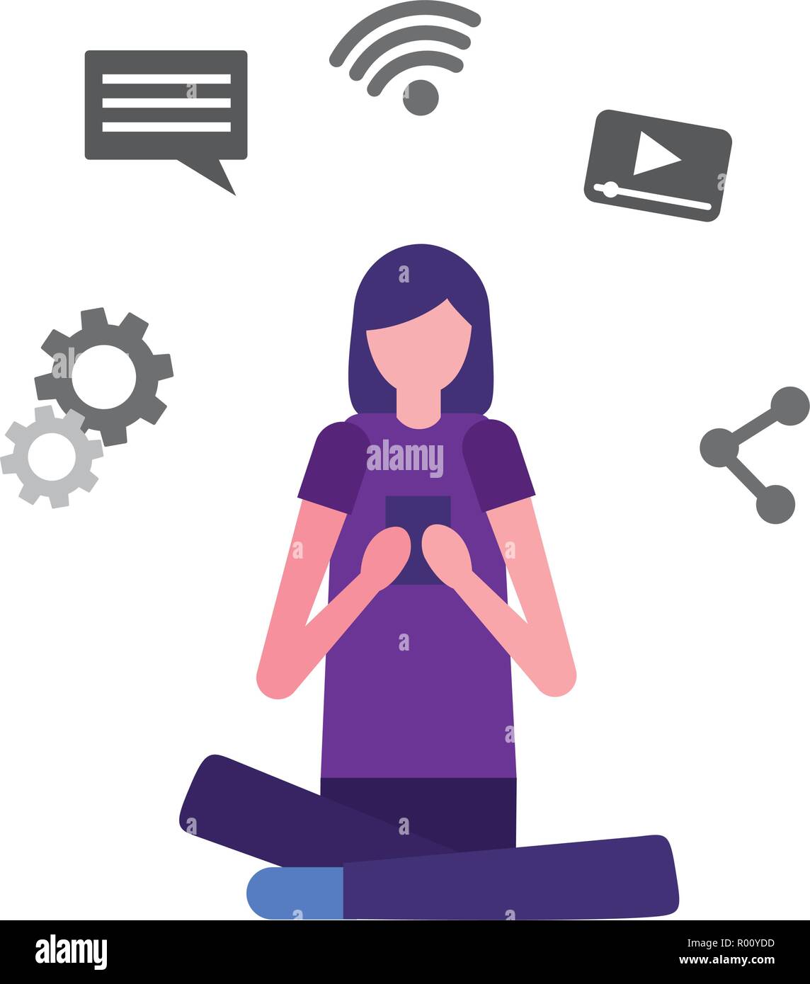 Woman using phone wifi Stock Vector Images - Alamy