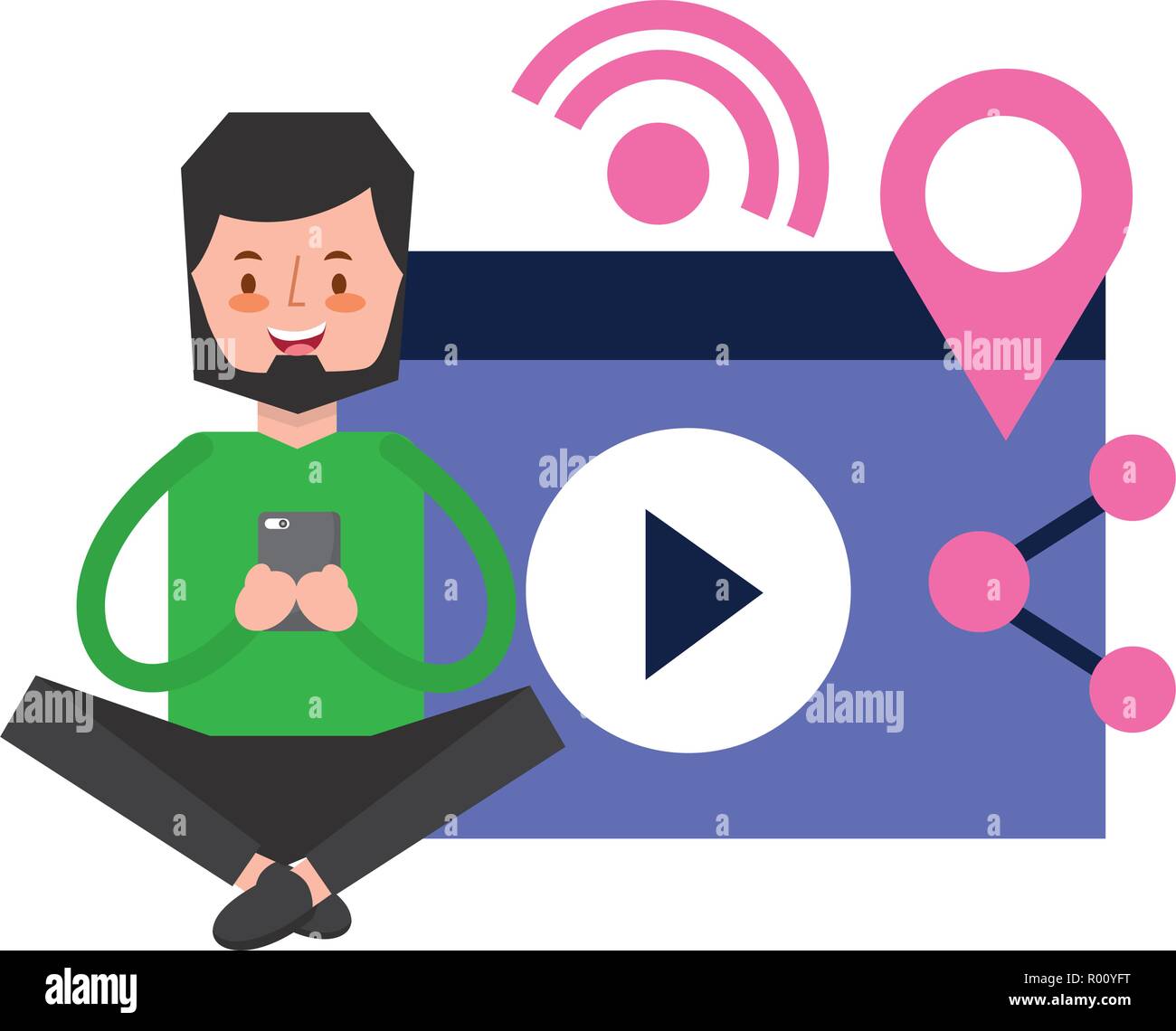 man using mobile social media Stock Vector Image & Art - Alamy