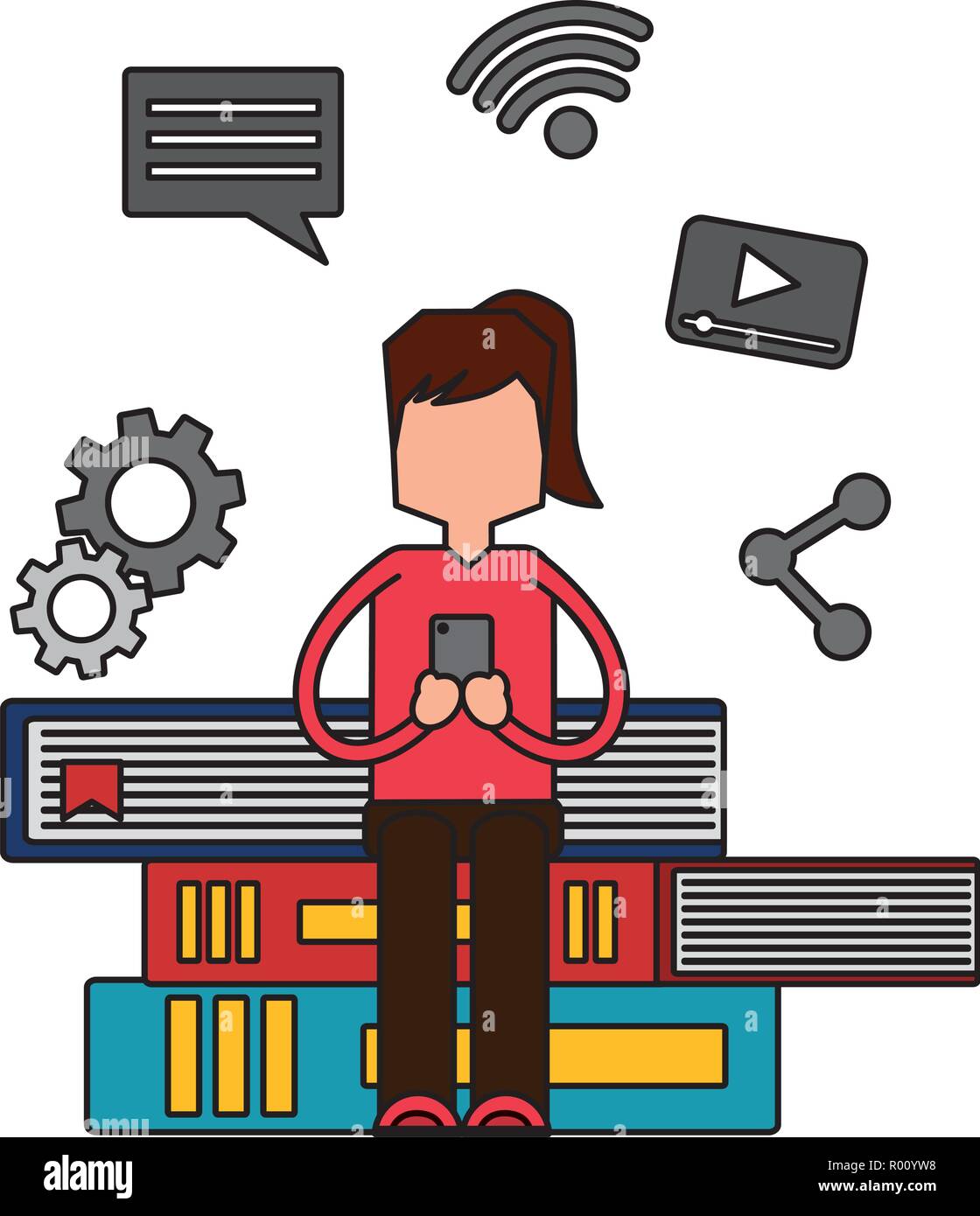 Woman searching browsing internet Stock Vector Images - Alamy