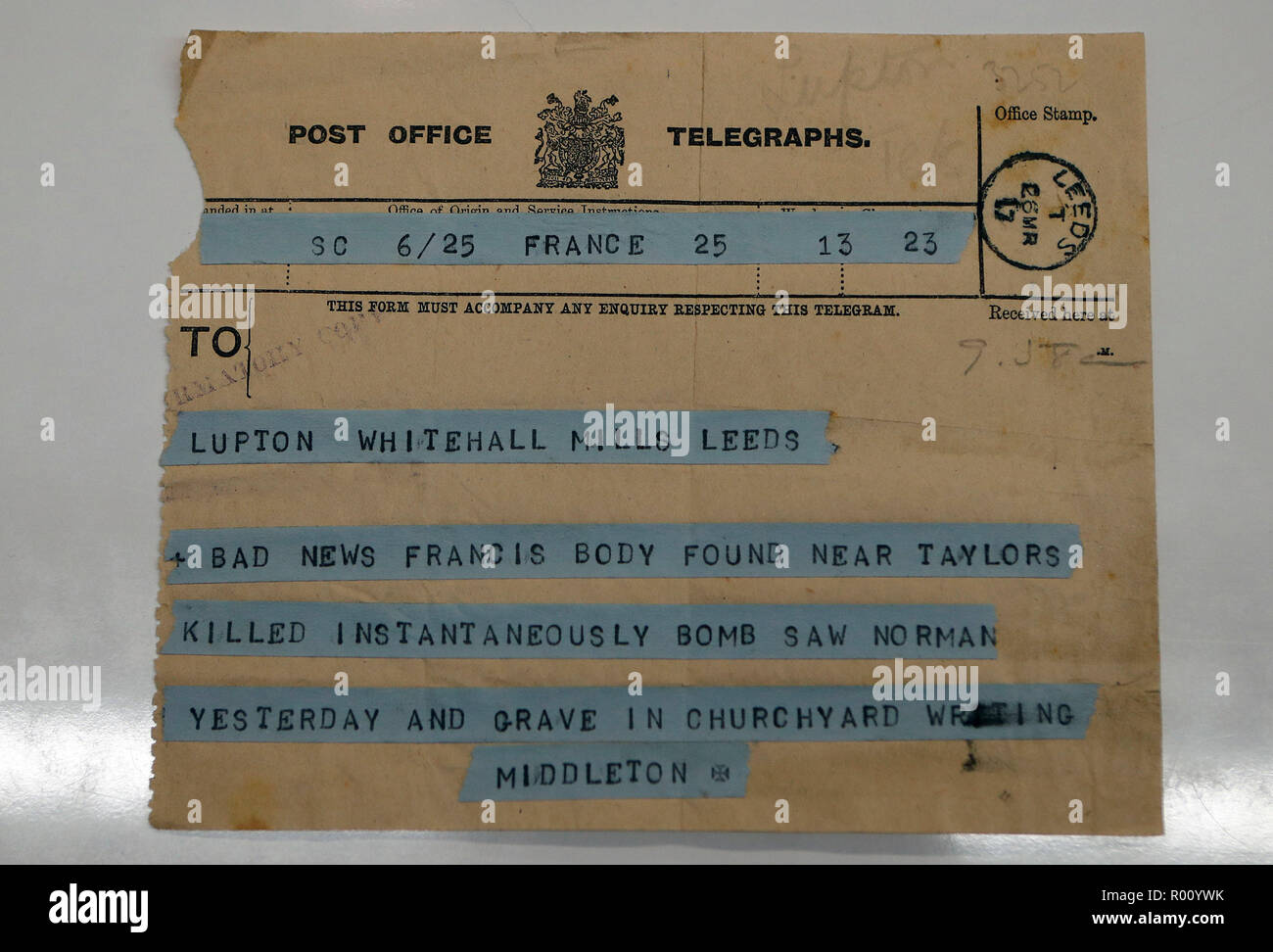 War telegram hi-res stock photography and images - Alamy