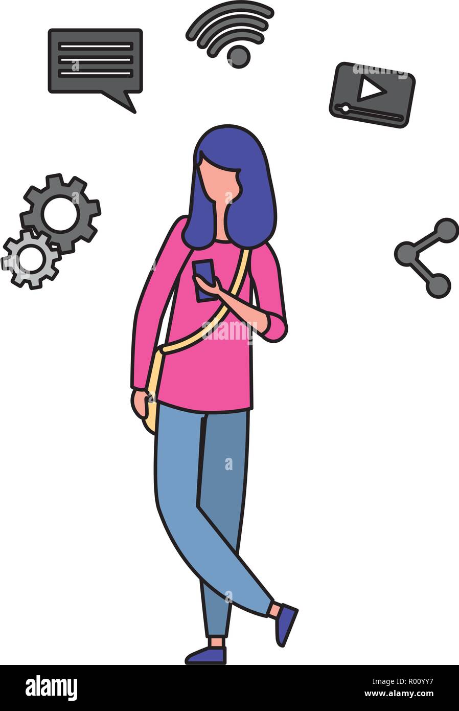 Woman using phone wifi Stock Vector Images - Alamy