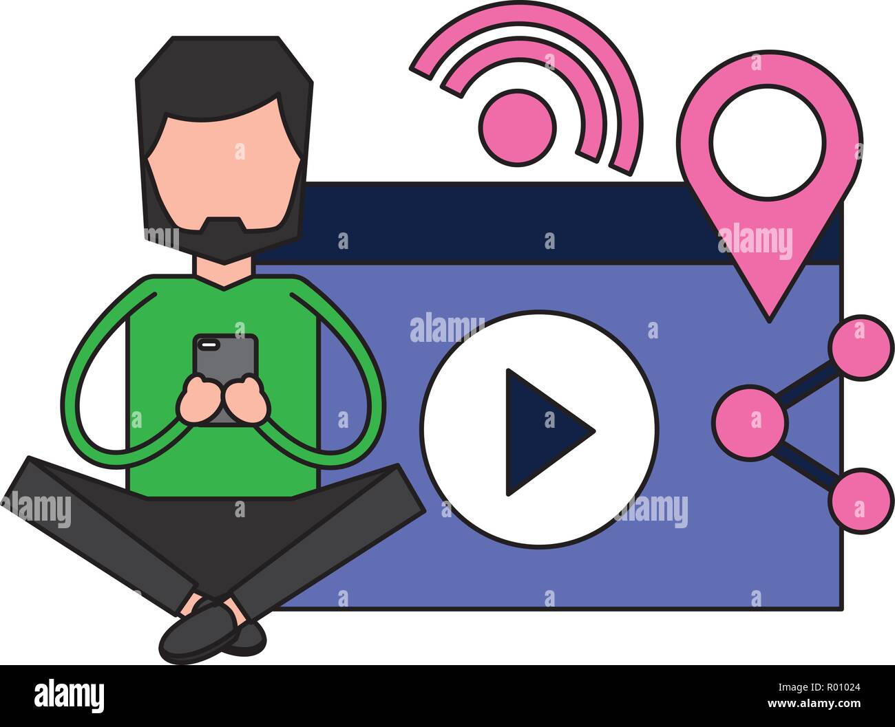 man using mobile social media Stock Vector Image & Art - Alamy
