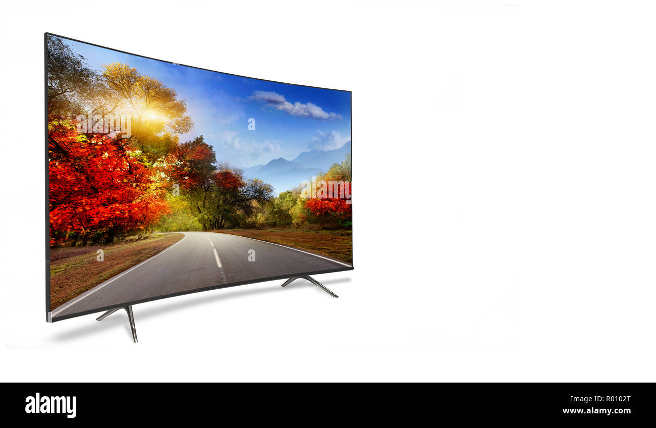 4k monitor isolated on white. The road is rural, unpaved in the steppes ...