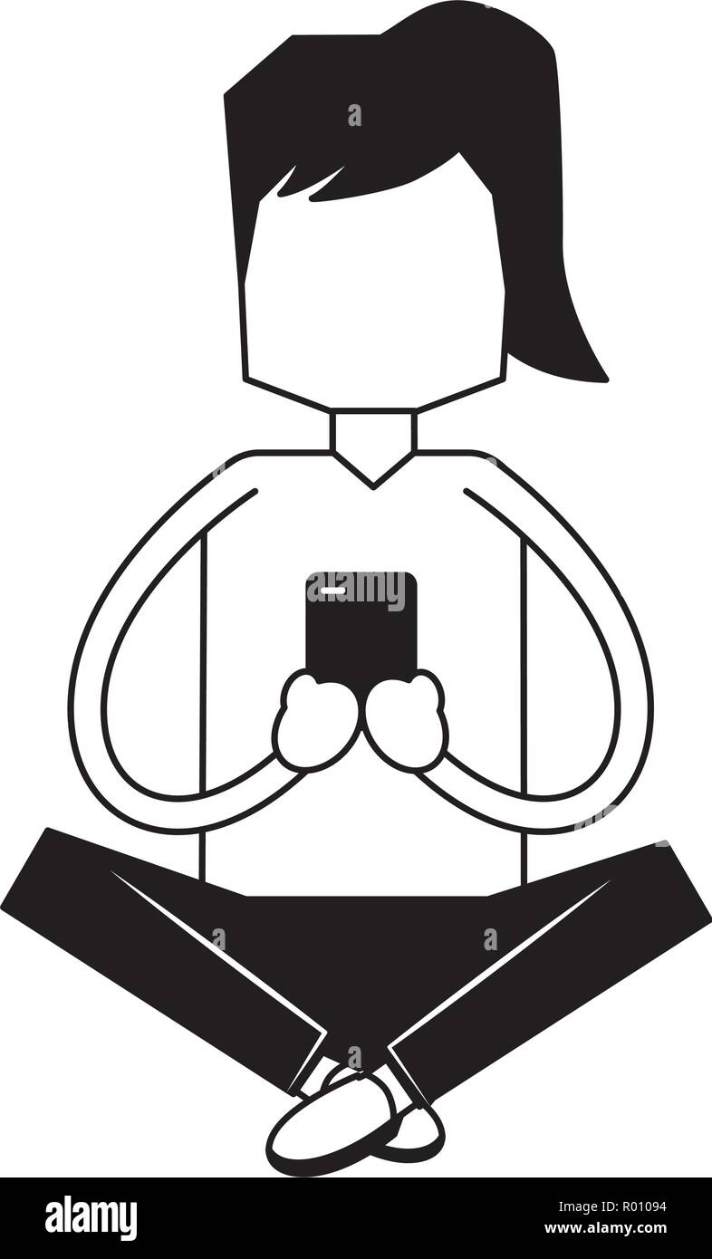 Woman Using Mobile Social Media Stock Vector Image And Art Alamy