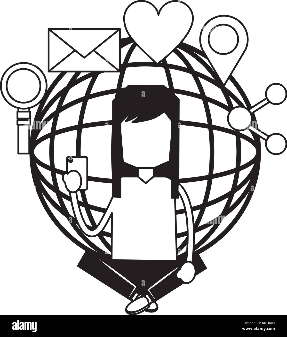 Woman using smartphone world Stock Vector Images - Alamy