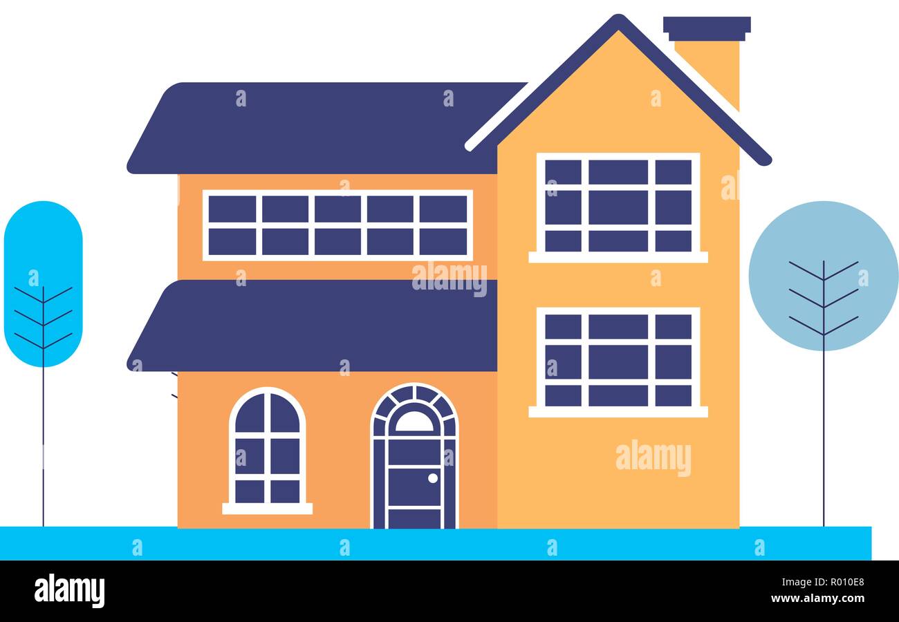 house with trees on white background Stock Vector Image & Art - Alamy