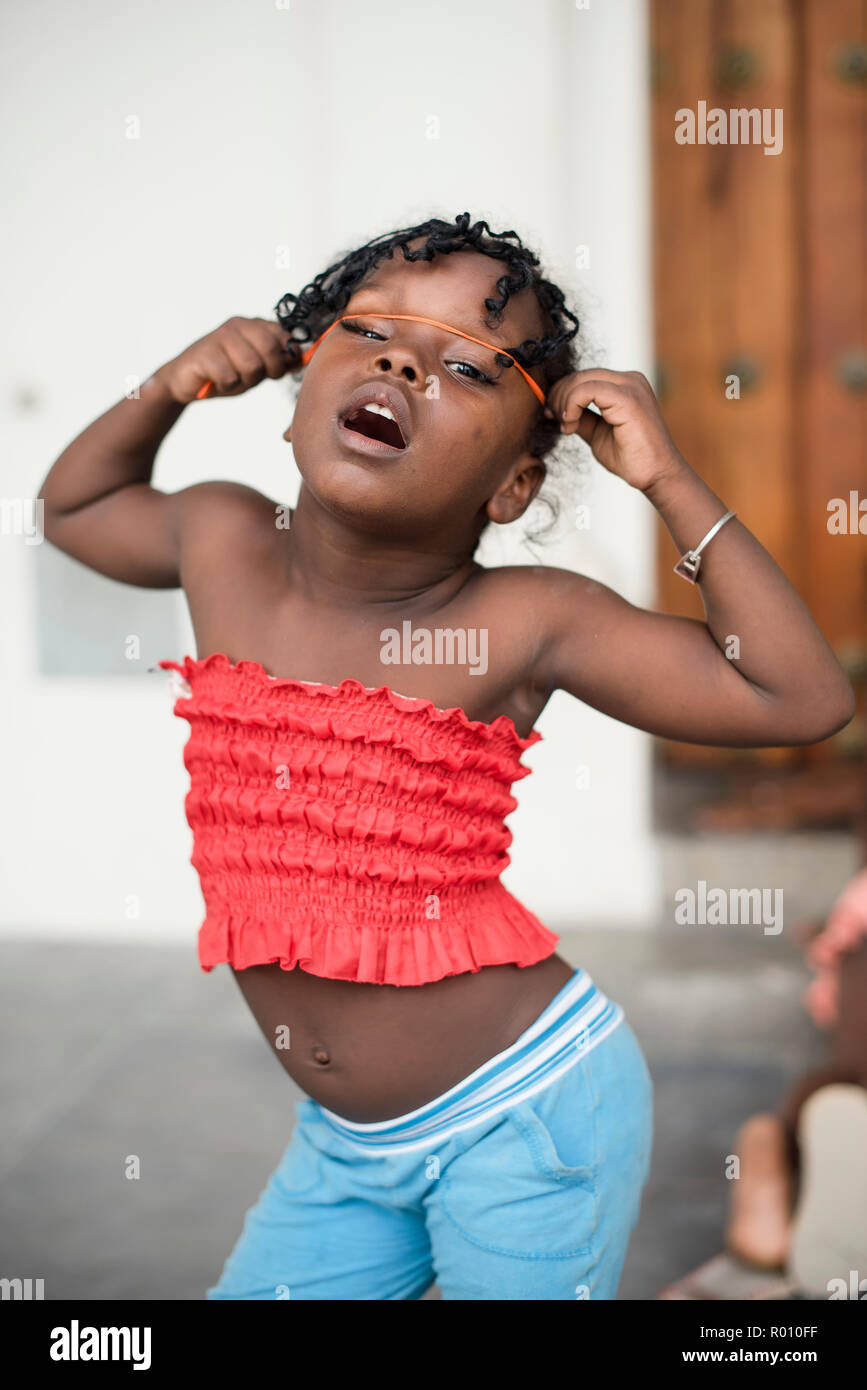 Some silly girls pose for the camera in a plaza in Havana, Cuba Stock ...