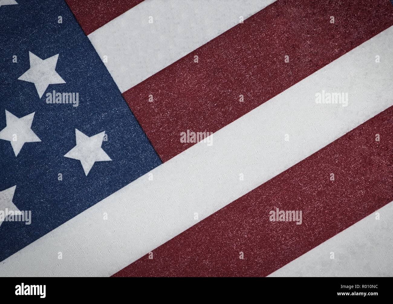 Close up angled view of an American flag with a grunge appearance Stock ...