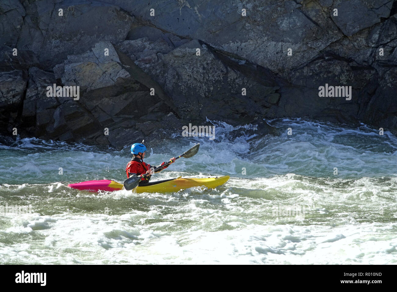 kayaker paddling on Potomac River below Great Falls Stock Photo - Alamy