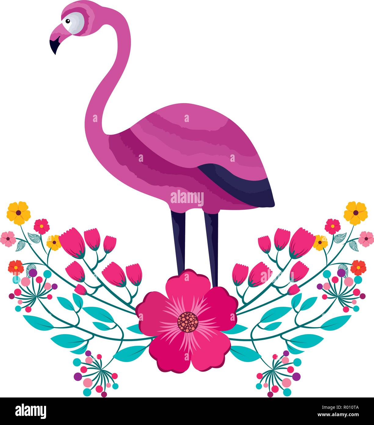 exotic flamingo flower leaves tropical Stock Vector Image & Art - Alamy