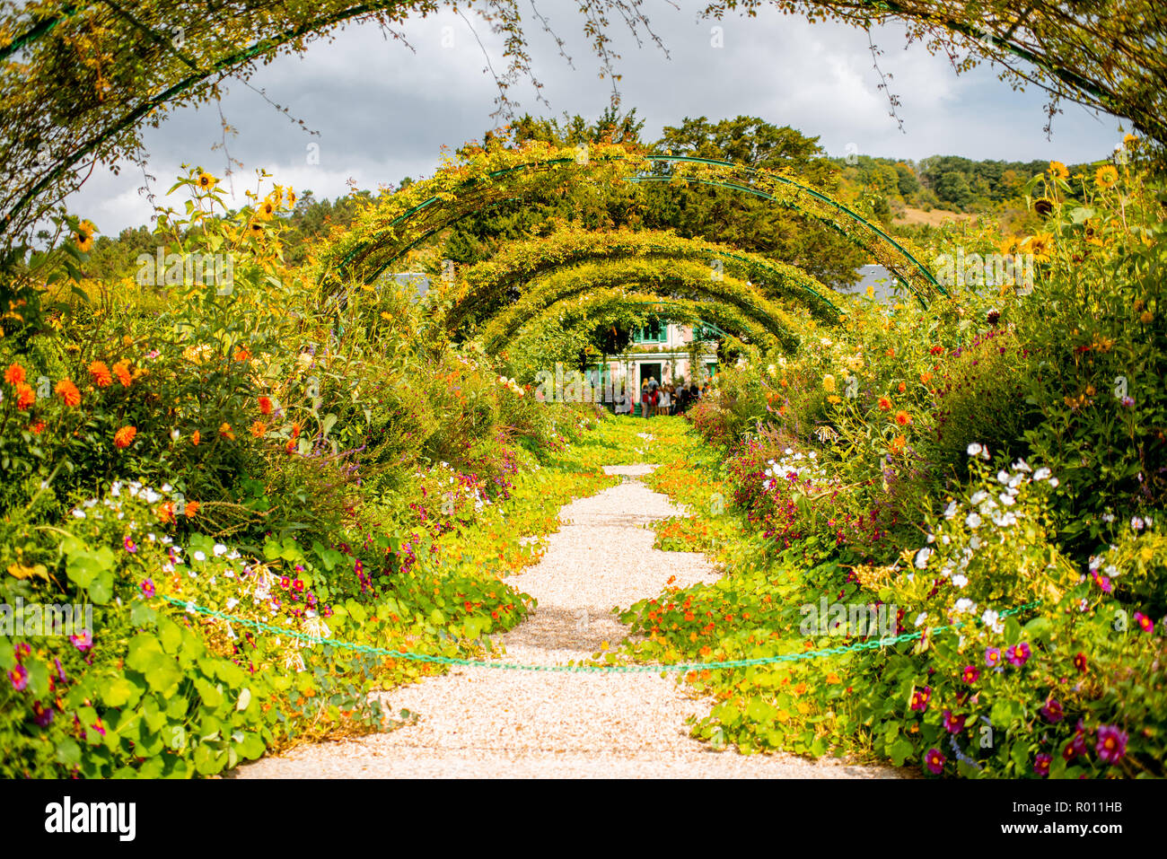 Landscape view on the beautiful Claud Monet's garden, famous french ...