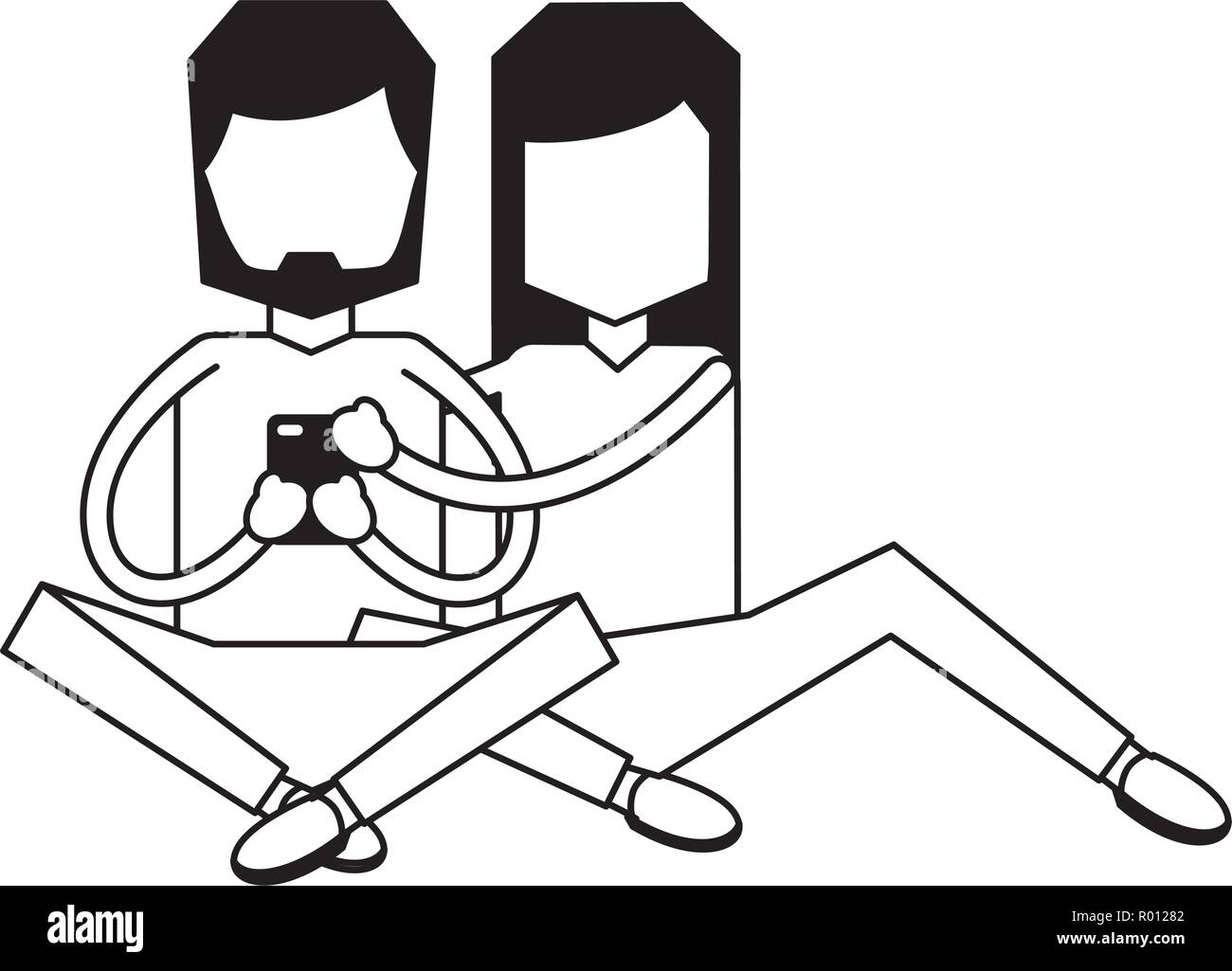 Couple Using Mobile Social Media Stock Vector Image And Art Alamy