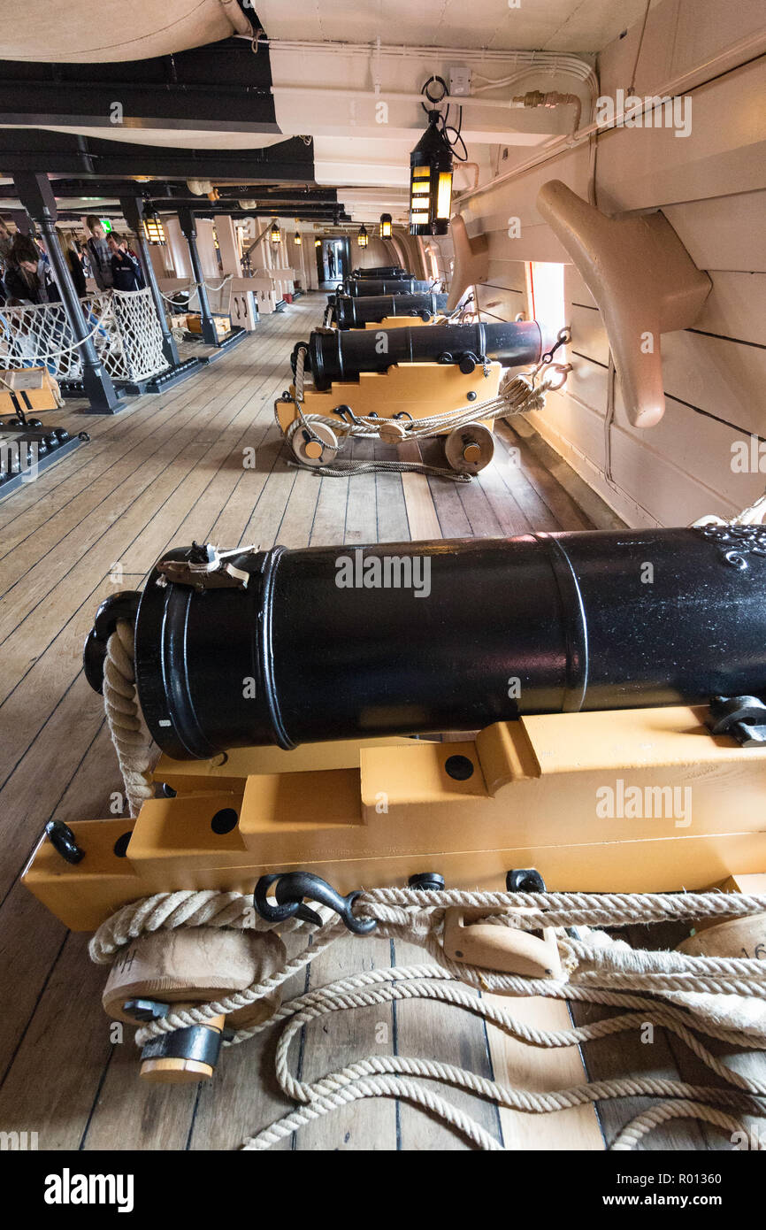 The HMS Victory, Lord Nelson's flagship at the Battle of Trafalgar, now ...