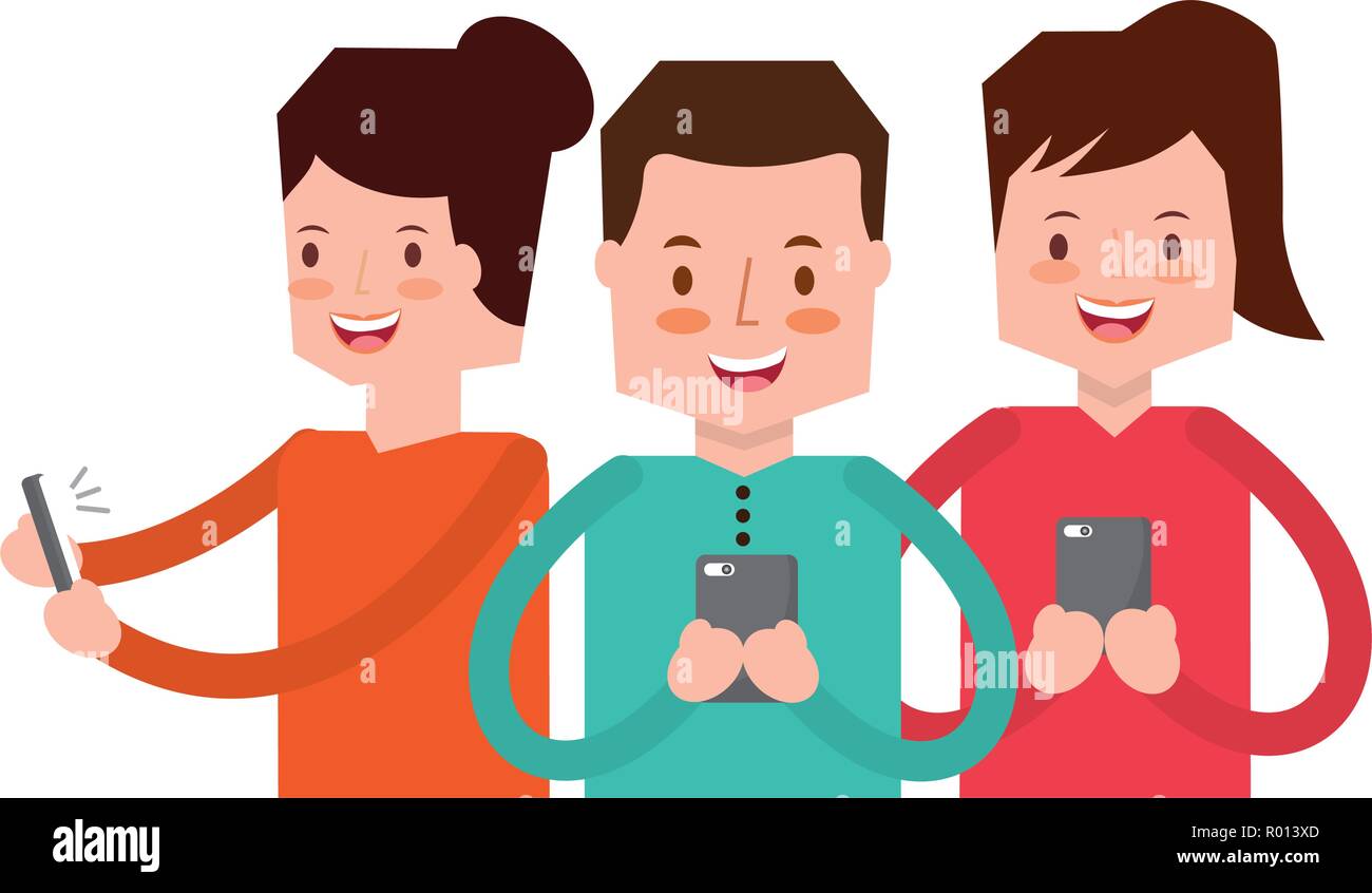 people group using mobile social media Stock Vector Image & Art - Alamy