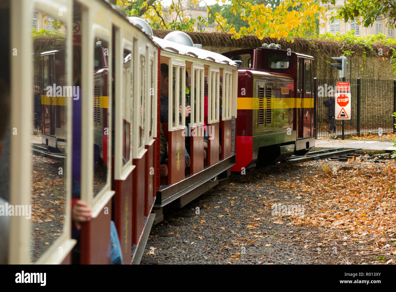 The train carriages of the Longleat House Safari Park train at Longleat ...