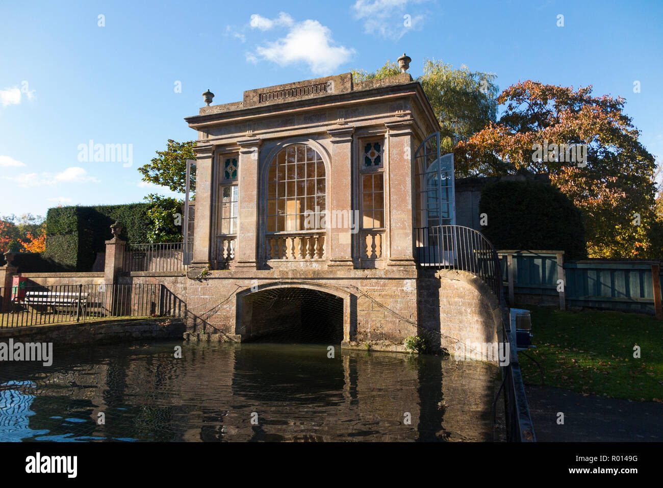 Longleat lake boat house / boathouse; original stone arch for entry to ...