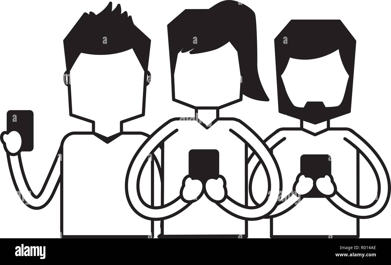 people group using mobile social media Stock Vector Image & Art - Alamy