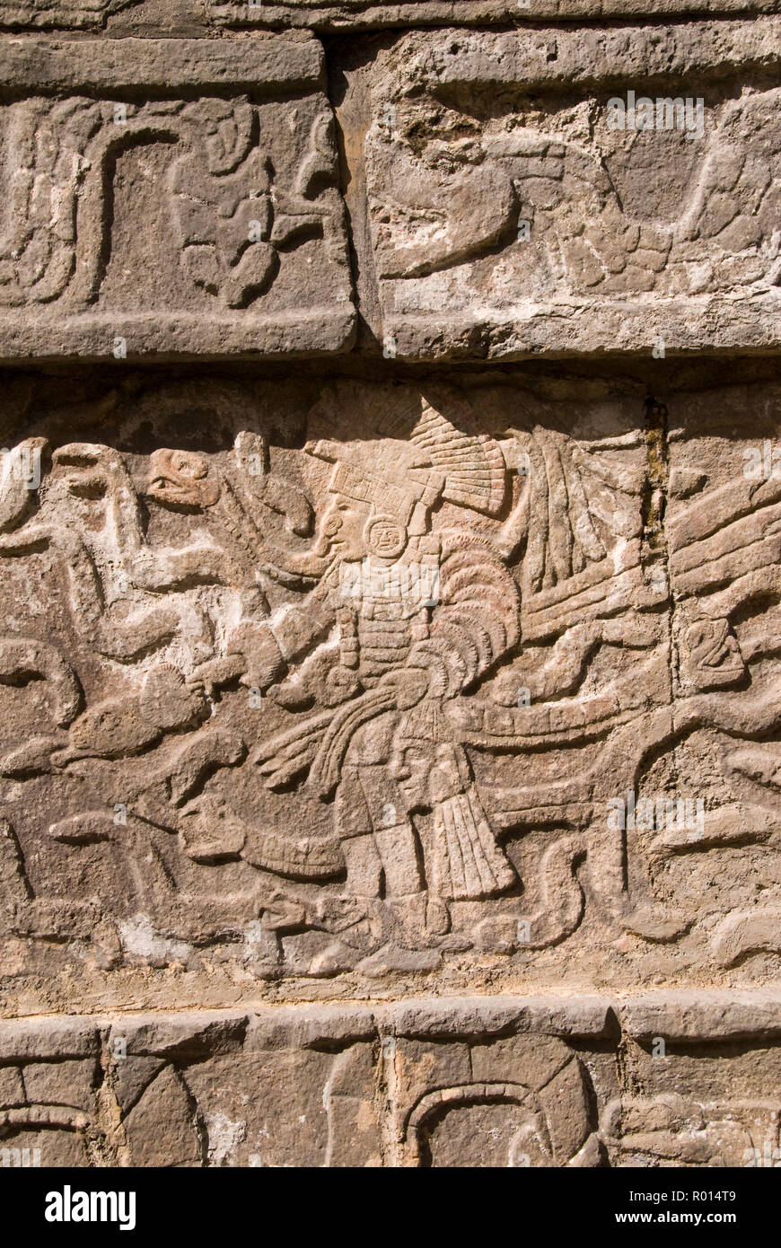The stone skull platform (tzompantli), decorated with images of ...