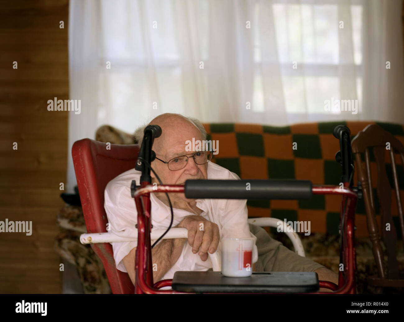 old man behind his walker Stock Photo - Alamy