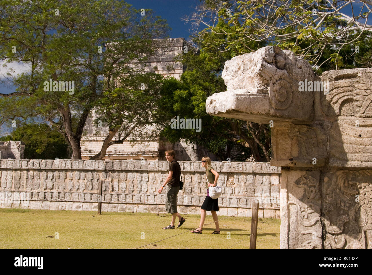 Kukulkan (Feathered Serpent), the Maya snake deity at the stone skull ...