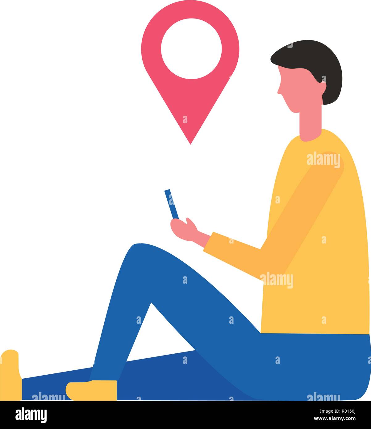 man holding mobile pointer location Stock Vector Image & Art - Alamy