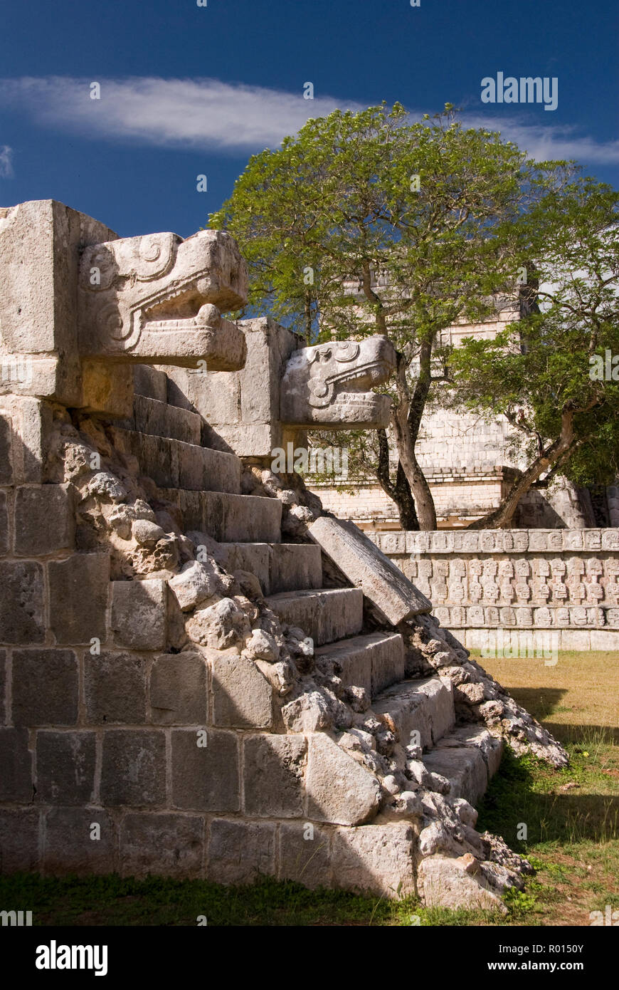 Serpent heads decorate the stairs on the Platform of Venus, dedicated ...