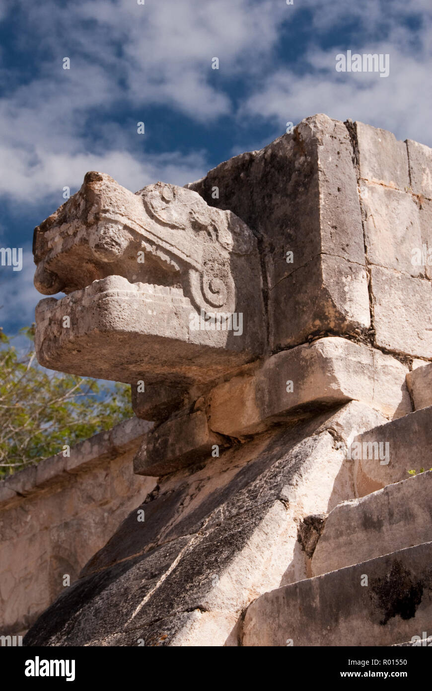 Serpent heads decorate the stairs on the Platform of Venus, dedicated ...