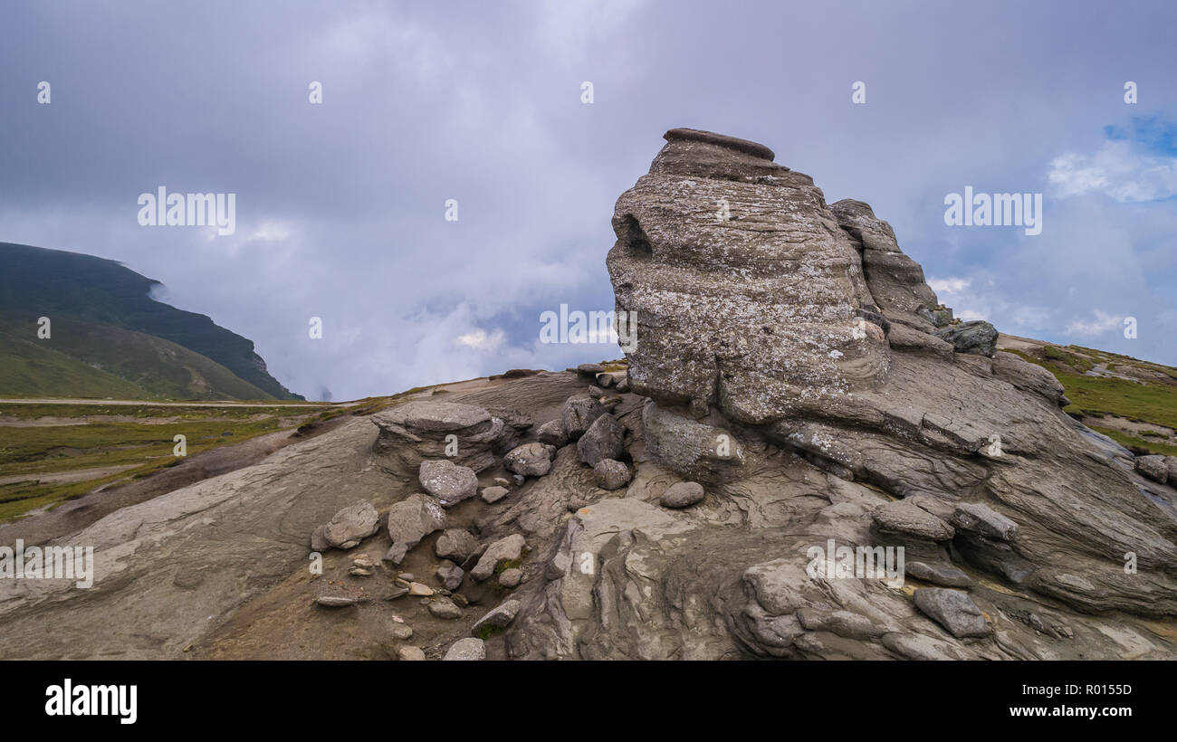 The Sphinx natural rock formation in Bucegi Mountains, Romania Stock ...