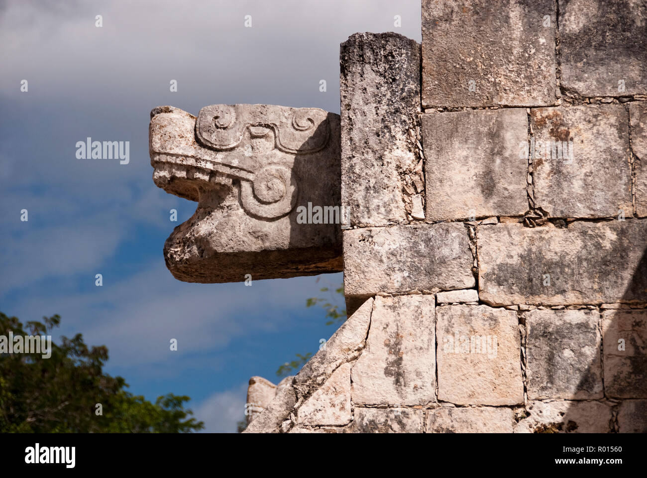 Serpent heads decorate the stairs on the Platform of Venus, dedicated ...