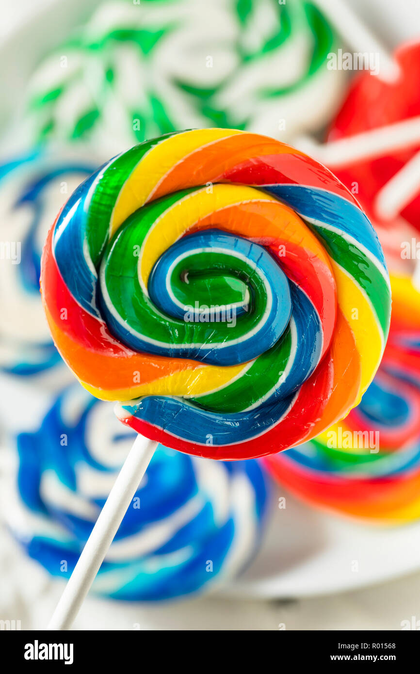 Sweet Multi Colored Lollipops on a Stick Stock Photo - Alamy