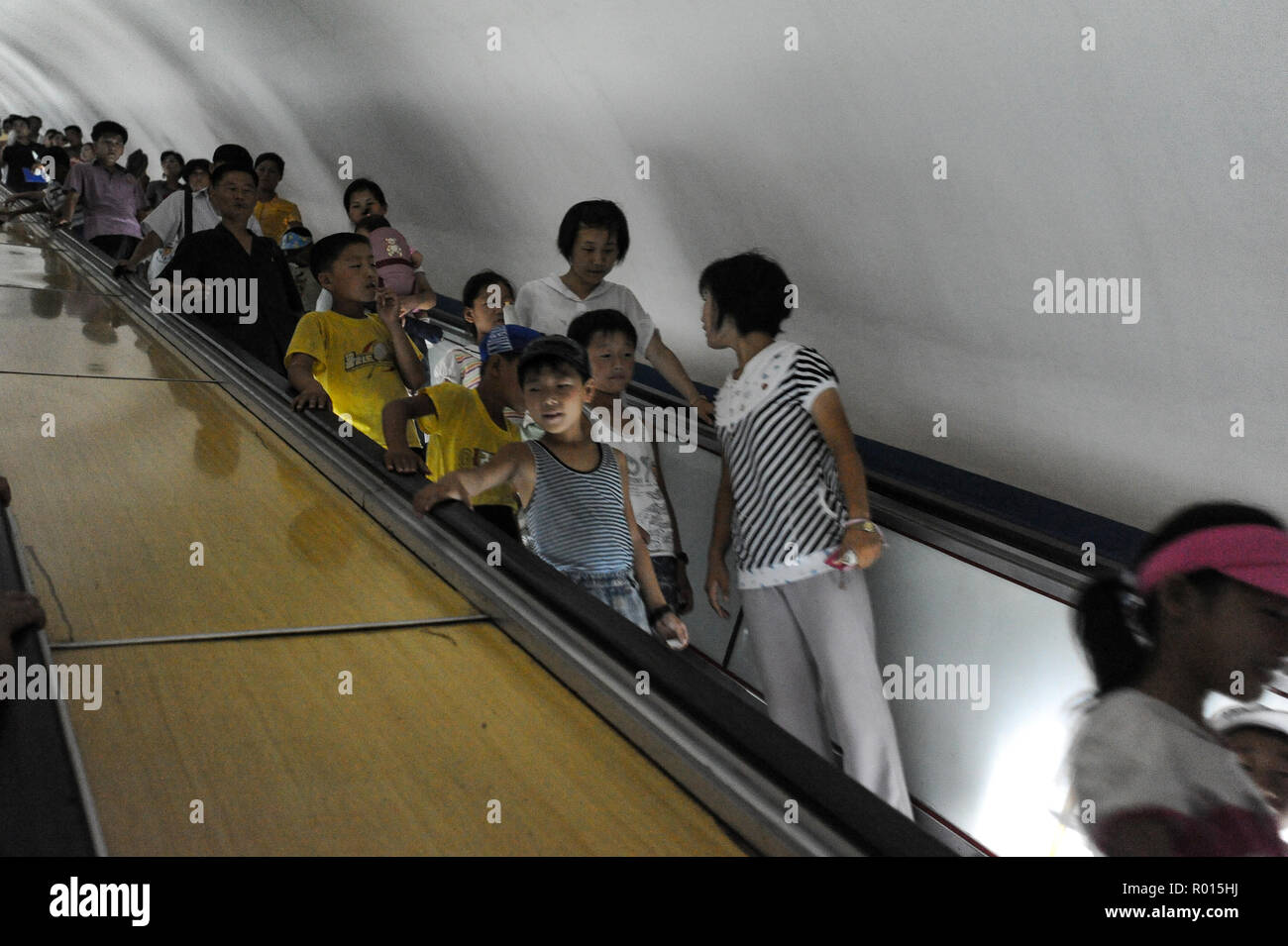 Pjoengjang, North Korea, escalator to metro Stock Photo - Alamy