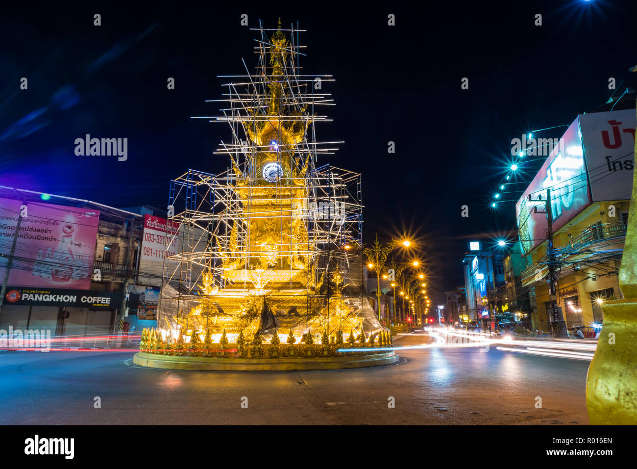 CHIANGRAI, THAILAND - SETEMBER 23 2018 : Golden Clock Tower , built in ...