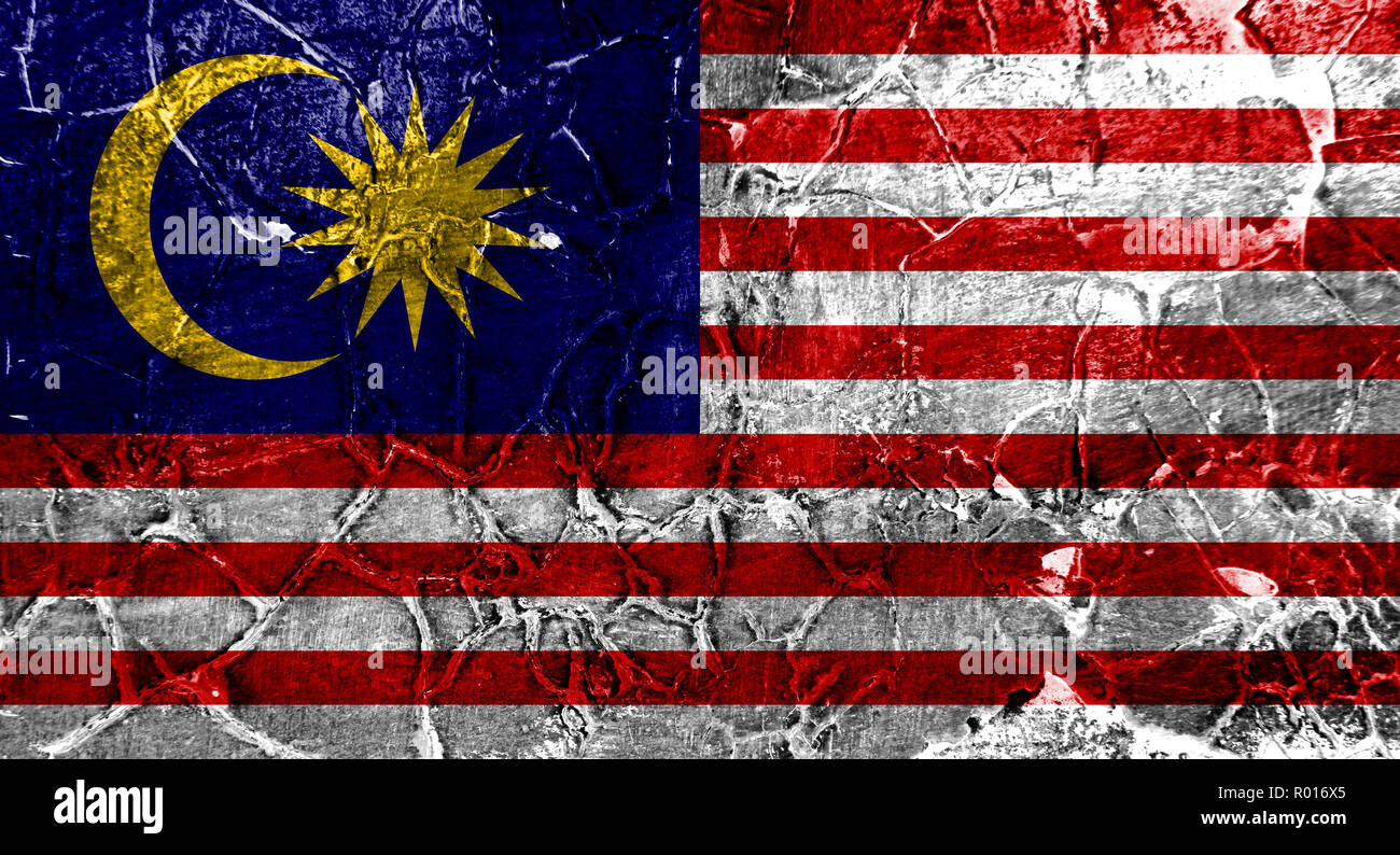 Old Malaysia grunge background flag Stock Photo - Alamy