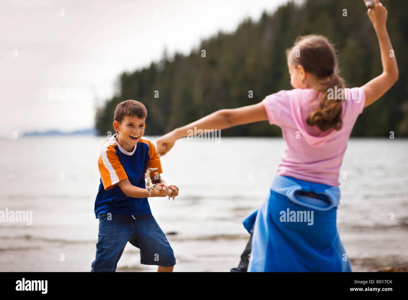 Two boys fighting stick hi-res stock photography and images - Alamy