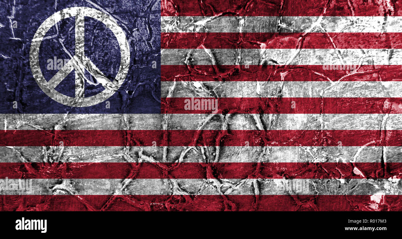 US Peace symbol grunge flag Stock Photo - Alamy