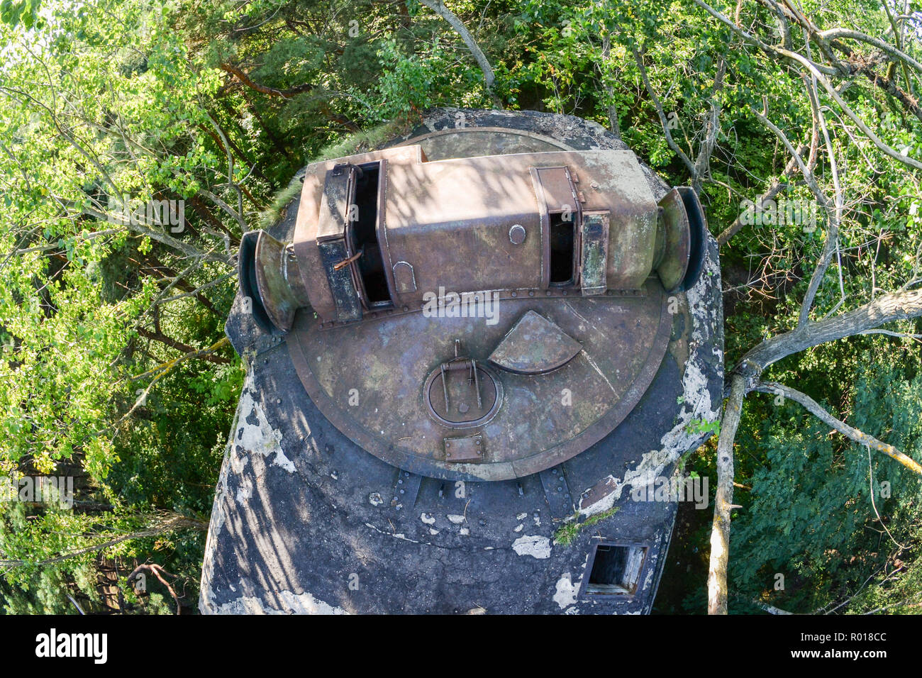 Abandoned armoured turret of rangefinder of Polish Navy coastal defence ...