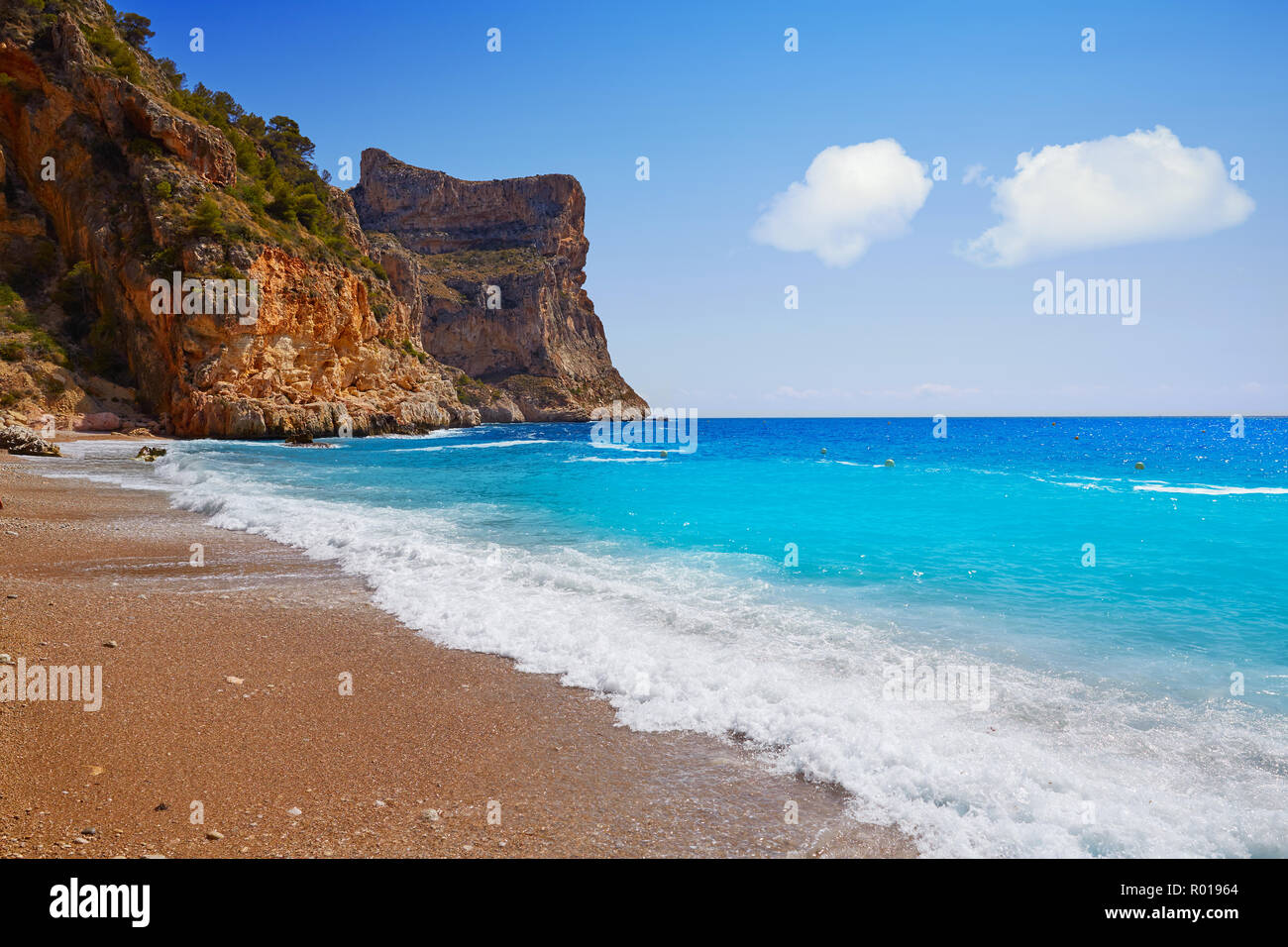Cala del Moraig beach in Benitachell of Alicante at Spain Stock Photo ...