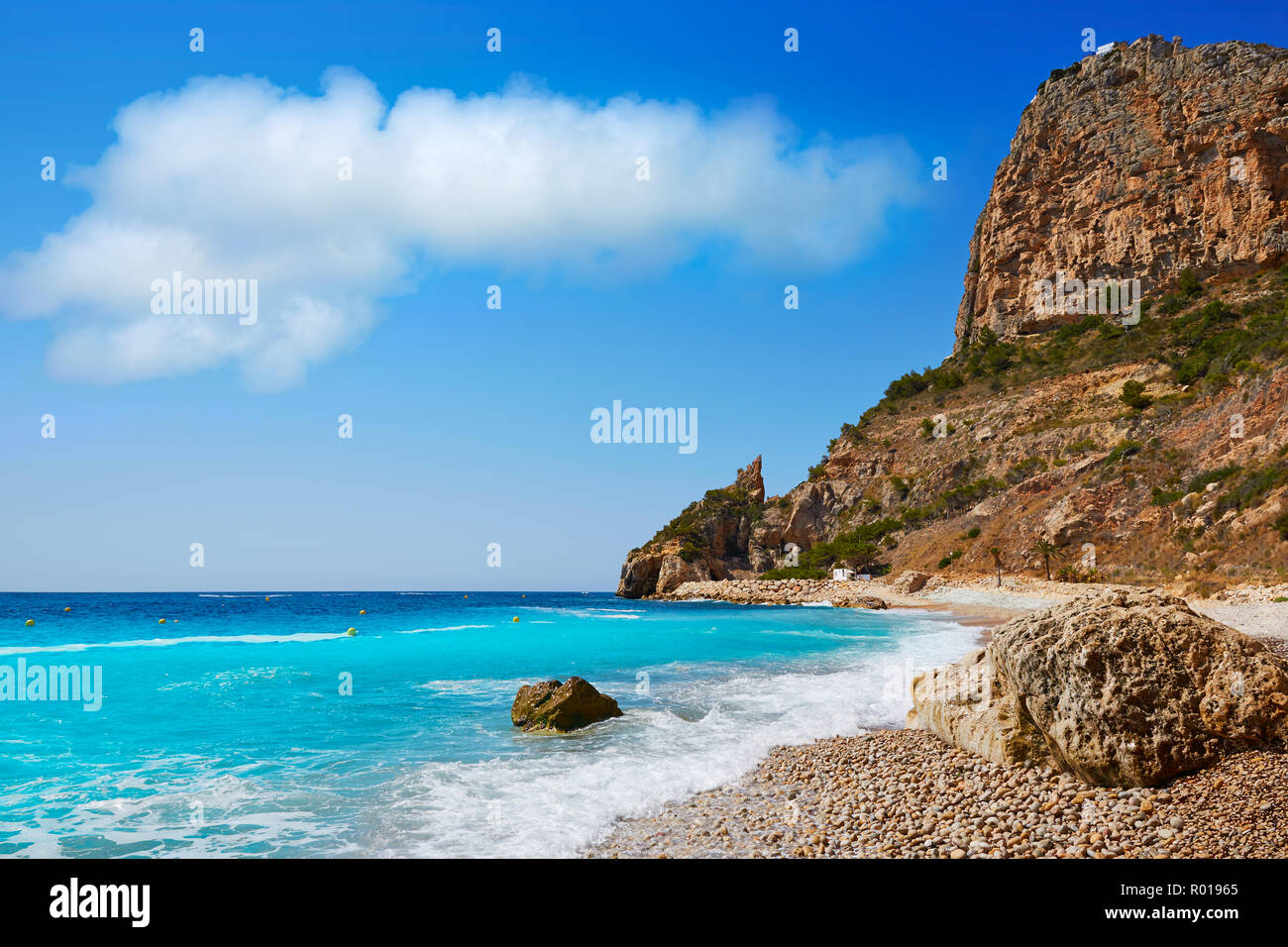 Cala del Moraig beach in Benitachell of Alicante at Spain Stock Photo ...