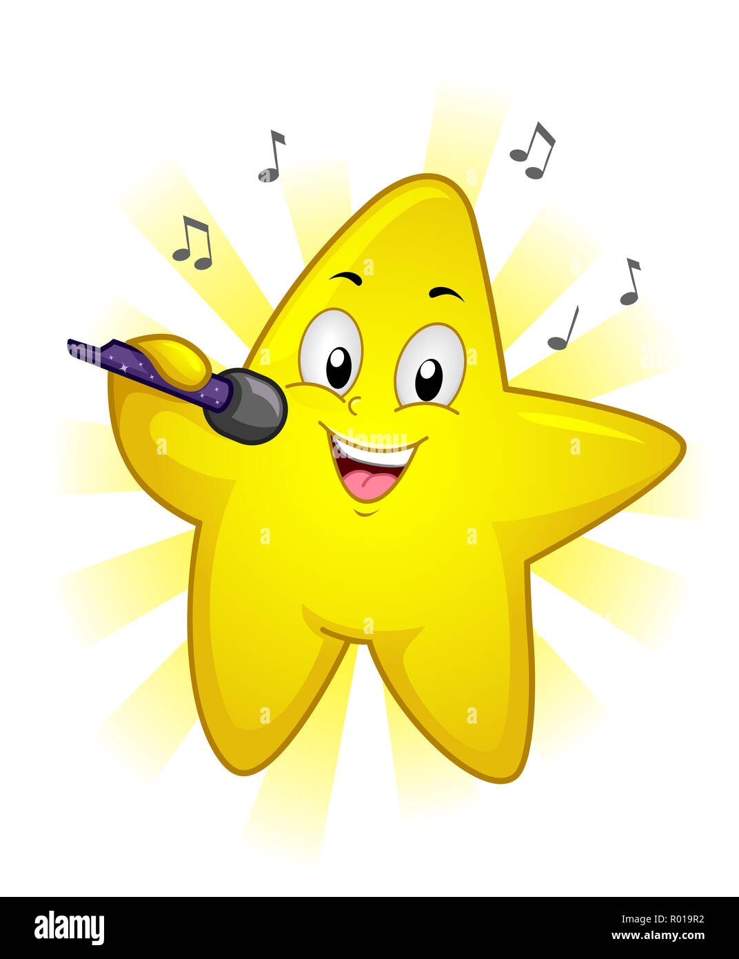 Illustration of a Yellow Star Mascot Holding a Microphone and Singing a ...