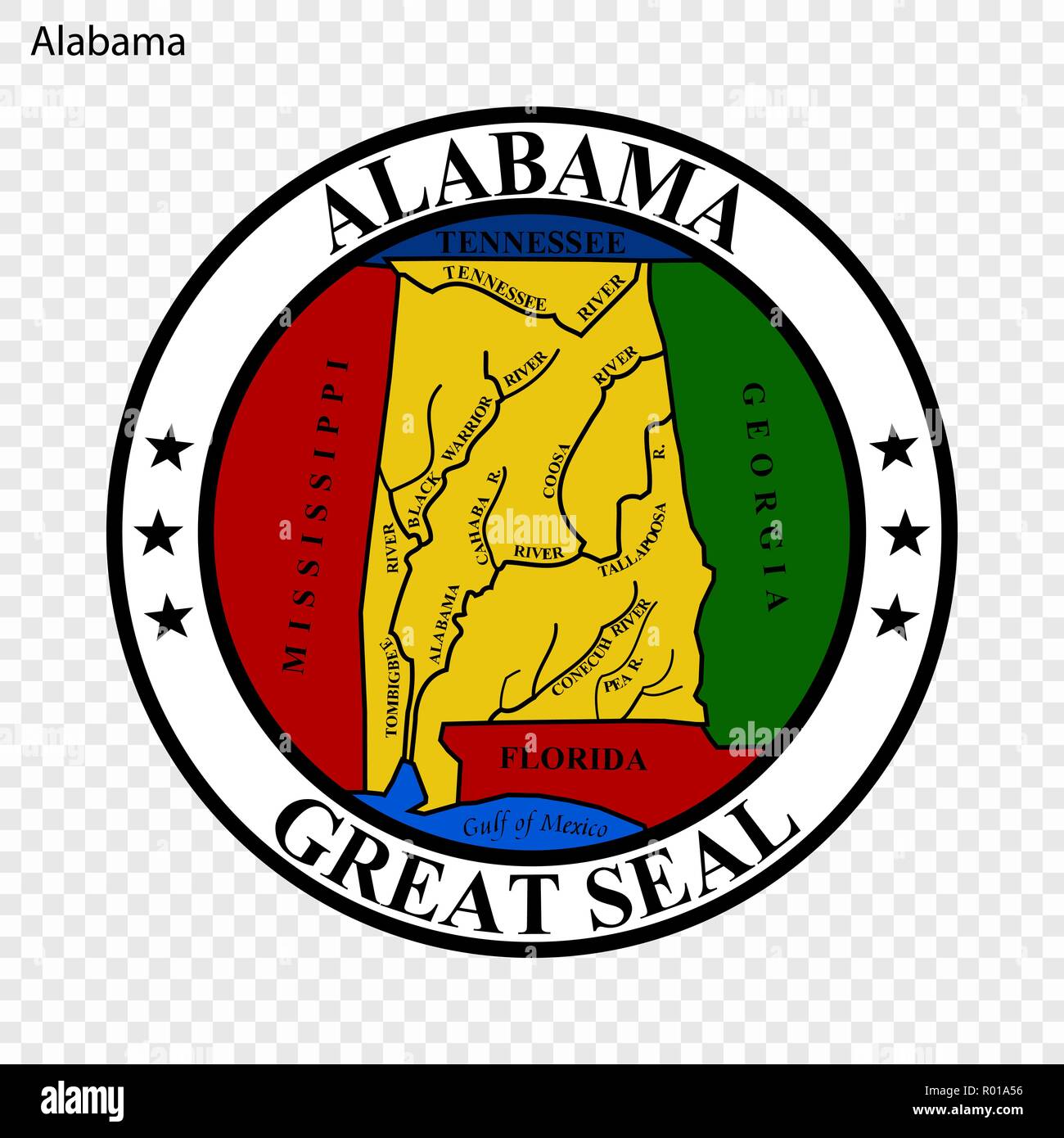 Emblem of Alabama, state of USA. Vector illustration Stock Vector Image ...