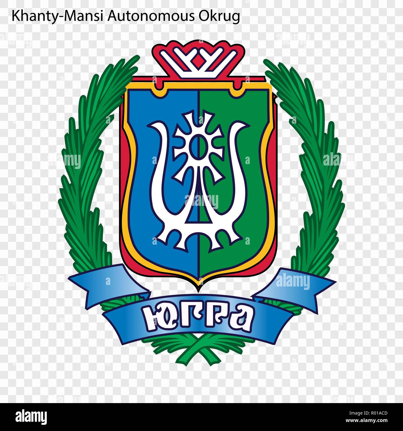 Emblem of Khanty Mansi Autonomous Okrug Yugra, province of Russia Stock ...