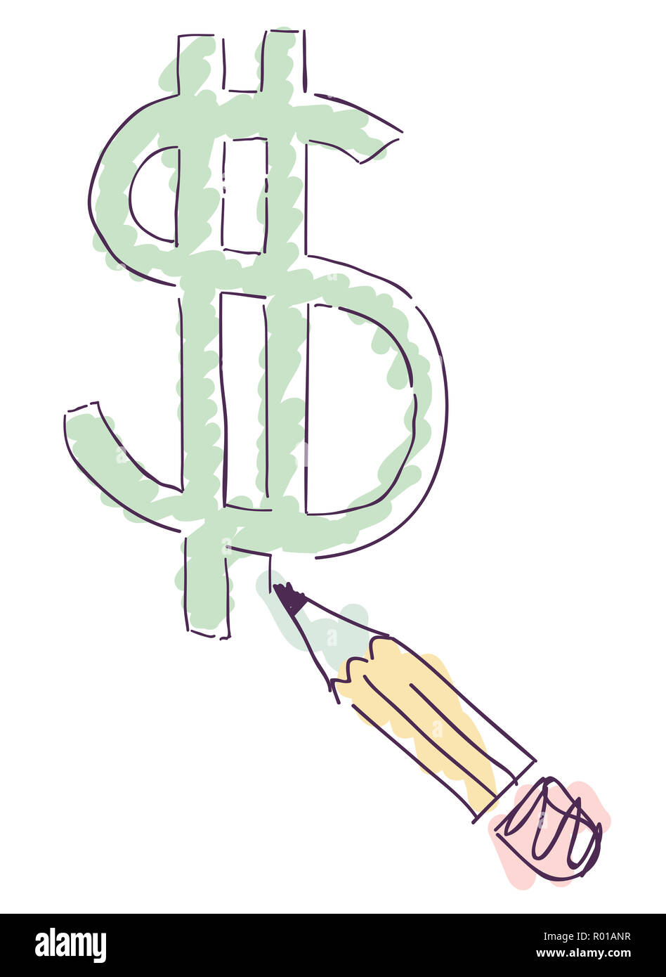 Sketch Illustration of a Pencil Drawing a Dollar Sign Stock Photo - Alamy