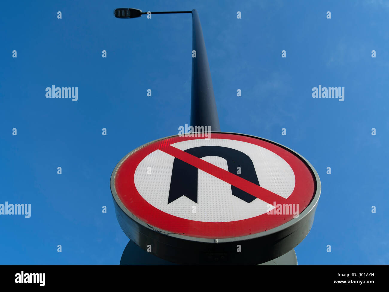 U turn road sign uk hi-res stock photography and images - Alamy